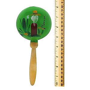 Needzo Maracas Musical Instrument, Large Colorful Wooden Pair with Hand Painted Flower Design, Latin Percussion for Adults, 8 Inches