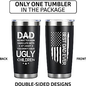 Best Dad Gifts from Kids, Son, Daughter, Funny Christmas Gifts for Dad, Cool Birthday Gifts Dad, Fathers day, Unique Thanksgiving Day Gifts, Dad Travel Coffee Mug Wine Tumbler with Lids and Straw 20oz