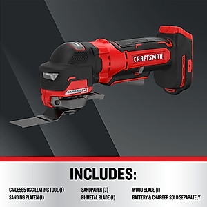 CRAFTSMAN V20 RP Cordless Multi-Tool, Oscillating Tool, up to 19,000 OPM, Bare Tool Only (CMCE565B)