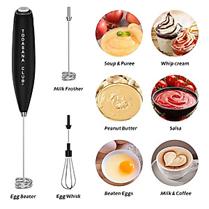 Todasana Club 2024 Milk Frother Wand | Best Double Whisk Milk Frother Handheld | High Powered 19000rpm/min With Improved Motor Electric | Drink Mixer For Coffe, Cappuccino, Frappe, Matcha & More