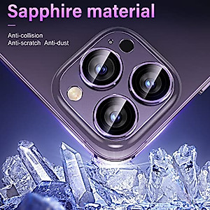Uyiton for iPhone 14 Pro/iPhone 14 Pro Max Camera Lens Protector, [Drop Protection] 9H Tempered Glass Camera Cover screen Metal Ring Case Friendly Scratch Resistant Easy to Install - Purple
