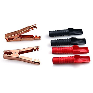 URBEST Black Red 50A Spring Loaded Car Auto Battery Cable Insulated Alligator Clamp Clips (200A Alligator Clip)