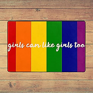 Pride LGBT Bisexual Girls Pattern Area Rugs Non-Slip Machine Washable Floor Mat, Doormat Carpet Decorations for Living Room Bedroom Bathroom Kitchen (36 x 24 inches,Rainbow)