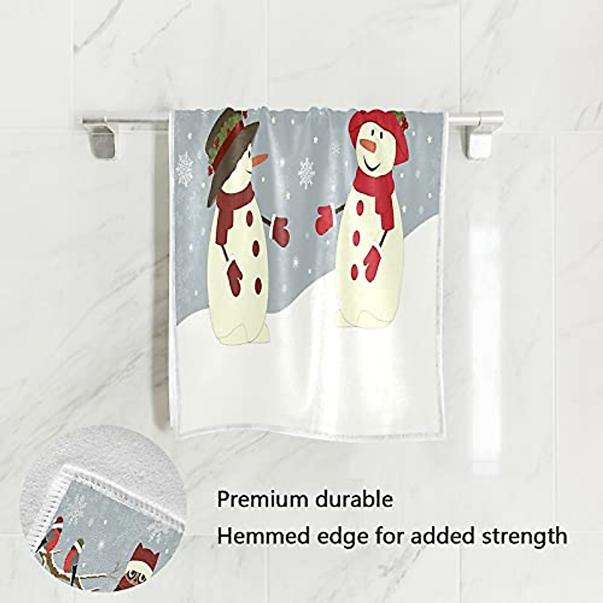 FFYHO Winter Snowman Owls Soft Hand Towels 30x15,Decorative Christmas Birds Cute Fingertip Kitchen Dish Towels Washcloth for Bathroom, Hotel, Gym and Spa