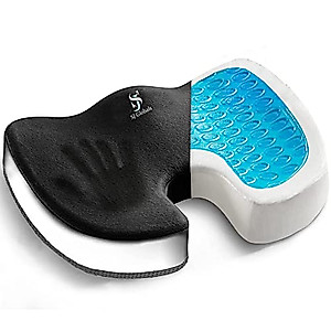 SJ GLOBALS Seat Cushion Office Chair Cushions, Car Seat Cushion, Memory Foam Coccyx Cushion for Tailbone Pain Office Chair Car Seat Cushion, Sciatica, Coccyx, Lower Back Pain Relief (Black)