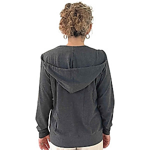 Women's Active Casual Thin Cotton Zip Up Hoodie Jacket, Charcoal Grey, Medium, 1 Piece