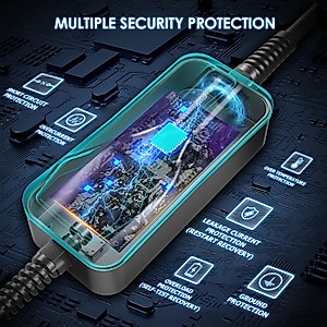 EVJUICION Level 1-2 EV Charger, 110-240V 6-16Amp Adjustable Current Electric Vehicle Charger, 16Ft Cable Universal EV Car Charger NEMA 6-20 Plug with NEMA 5-15 Adapter for J1772 Electric Cars