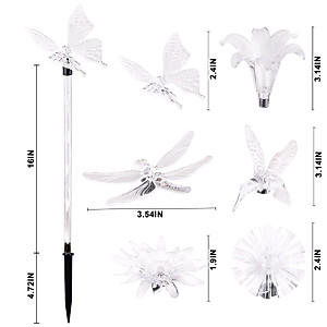 Set of 6 Arcylic Solar Lights for Outside, Garden Decorations Powered Pathway Outdoor Waterproof Ornaments Yard, Patio Plant Pot, Flower Bed, Home Decoration (8 Modes)