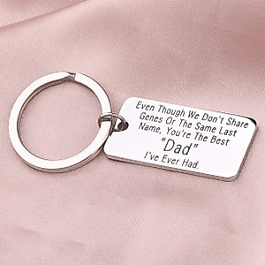 BEKECH Stepdad Gifts Step Dad Keychain from Stepdaughter Stepson Step Father Key Chain Idea Dad Birthday Gift Father-in-Law Gifts