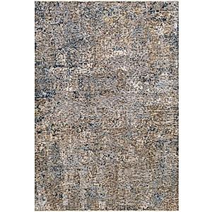 Hauteloom Gorokan Contemporary Abstract Living Room Bedroom Dining Room Area Rug - Modern Distressed Bohemian Carpet - Brown, Cream, Beige, Brown, Gray - 7'10" Round