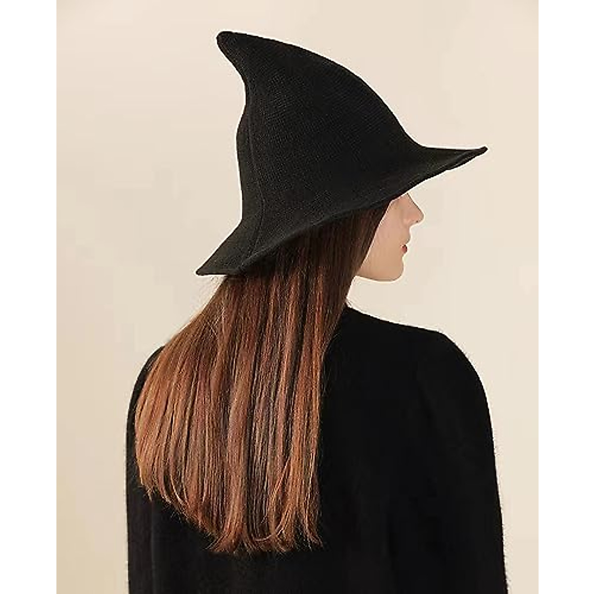 Youndcc Women's Witch Hat Christmas Halloween Party Foldable Cosplay Costume hat (Black)