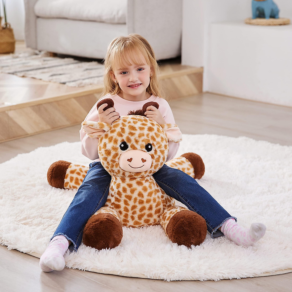 IKASA Large Giraffe Stuffed Animal Plush Toys,Soft Toy 30" Giant Cute Huge Big Size Jumbo Kawaii Fluffy Plushy Fat Oversized Plushie,Gifts for Kids