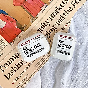 ONLYOU Compatible with Airpods 3rd Case Ticket Design Clear Stylish Cute Korean with Canabina TPU Airpods Case Transparent Cover 3rd (AirPods 3rd Generation) Newyork