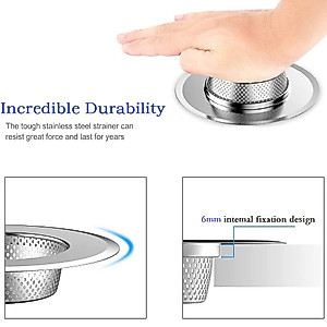 4 Pcs Sink Strainers for Kitchen Sink Stainless Steel Sink Drain Strainer Prevent Clogging Large Wide Rim Outer Diameter 4.5 Inch/11.3cm(Suitable for 2.76" to 3.94" Drain)