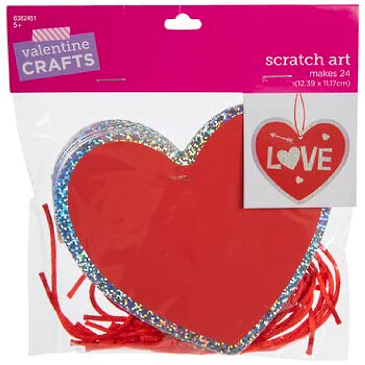 Valentine Red Heart Scratch Art Craft Kit for Sunday School, VBS, Classroom- Makes 24