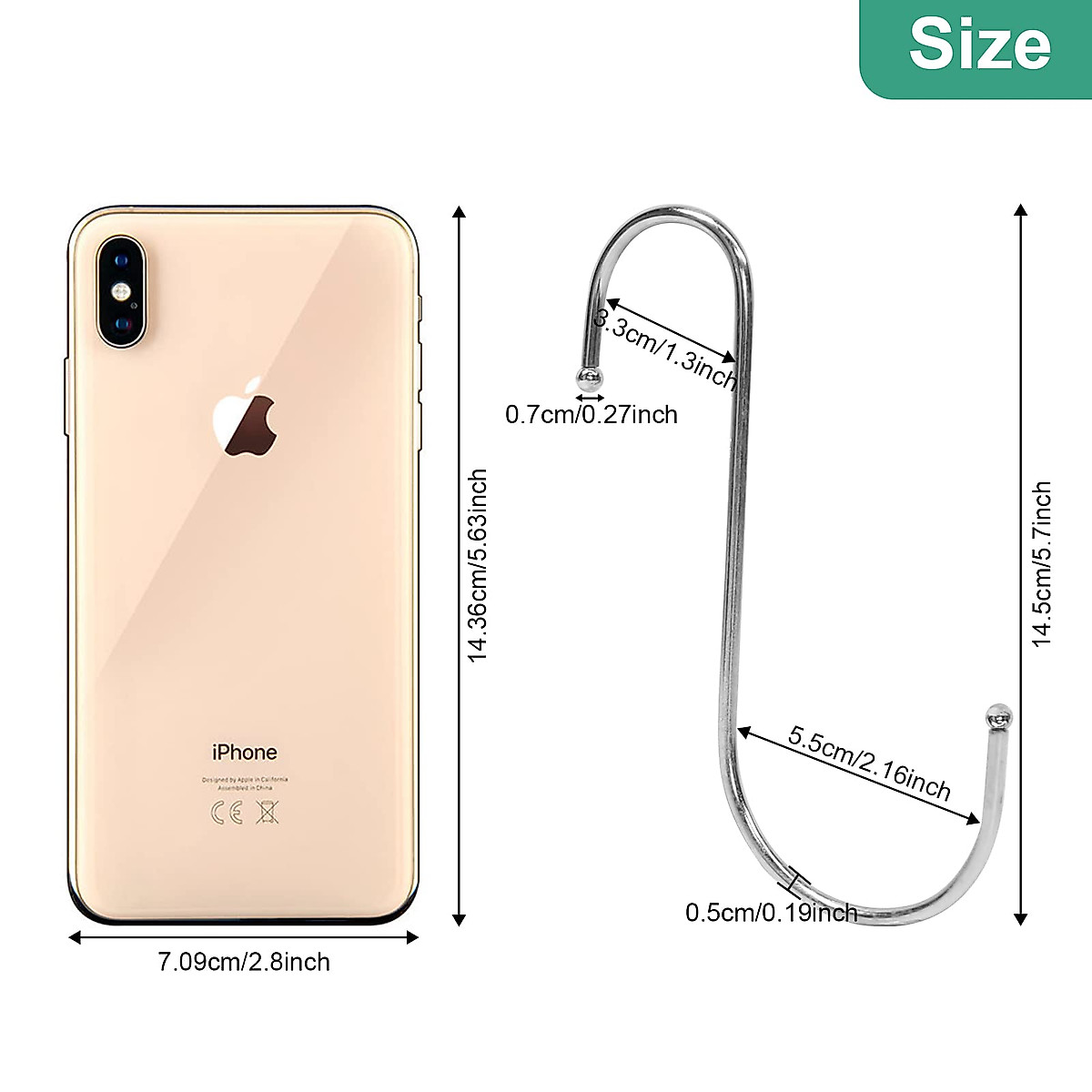 SumDirect Heavy Duty S Hooks - 15 Pack 5.7 Inch Extra Large Meta Stainless Steel S Shaped Hooks for Hanging