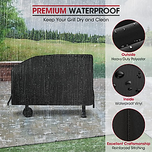 Unicook 28 Inch Griddle Cover for Blackstone and Nexgrill Cooking Station, Outdoor Flat Top BBQ Grill Cover with Sealed Seam, Heavy Duty Waterproof Fade Resistant, Black