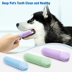 Wellavich Dog Finger Toothbrush, 3Pack Dog and Cat Dental Care Pet Toothbrush, 360° Bristles Clean Teeth, Upgraded Full-Length Bristles, Food Grade Silicone, Finger Toothbrush Kit for Pet Dental Care