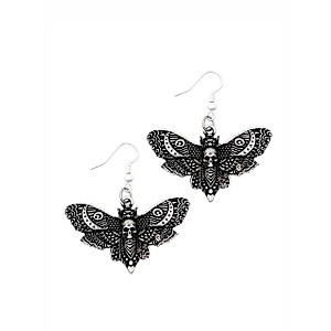 HAQUIL Deathhead Hawkmoth Skull Dangle Drop Earrings for Women, Zinc, Skull Jewelry Gift