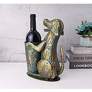 MMEXPER Green Bronze Wine Rack Single Wine Bottle Holder for Home Kitchen Display Shelf Gift