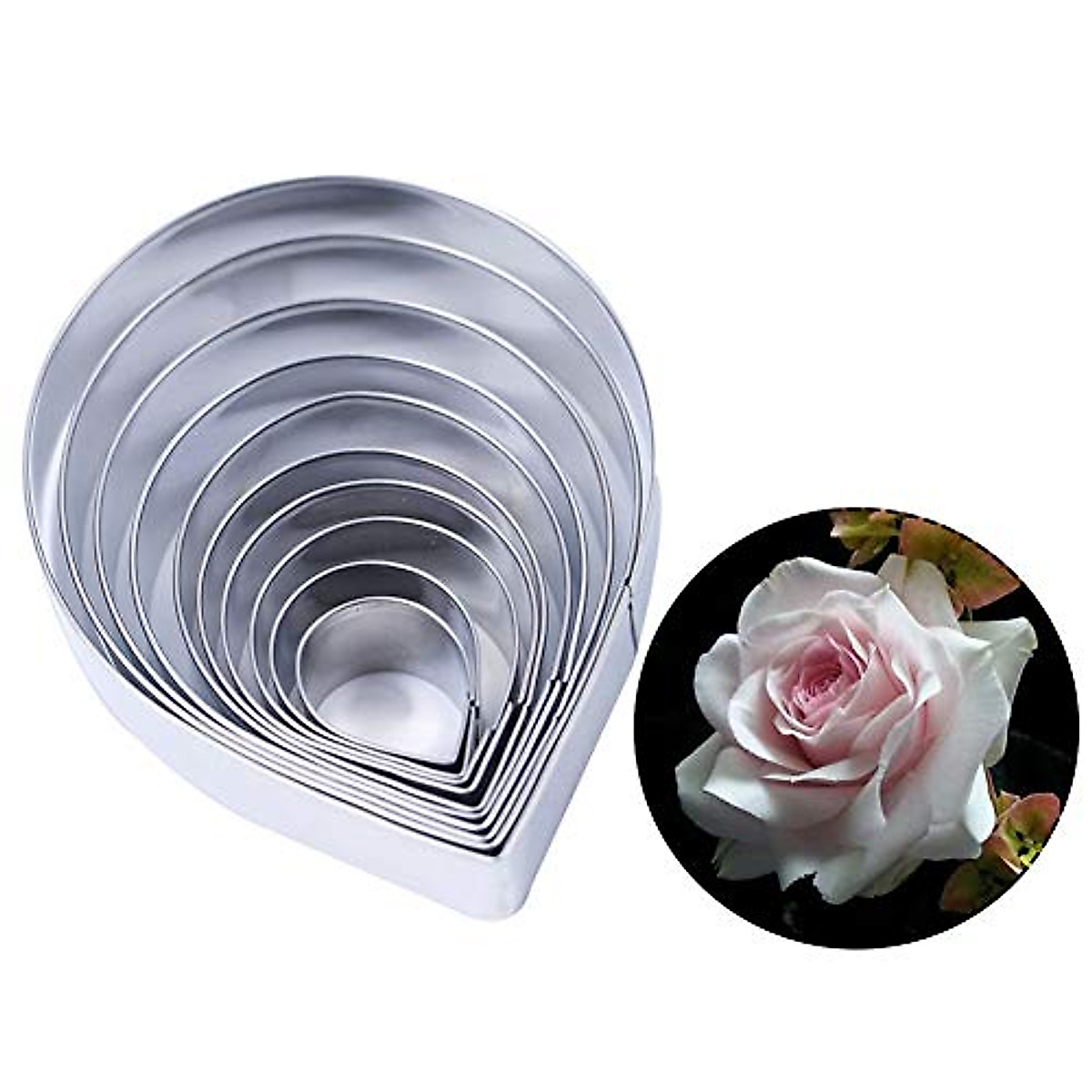 10 Pcs Austin Rose Cutter Set and 2 Pcs Rose Petals Shape Silicone Fondant Mold Veining Petal Sugar Flower Making Tool Cake Decorating Gumpaste Flowers Decor Kit