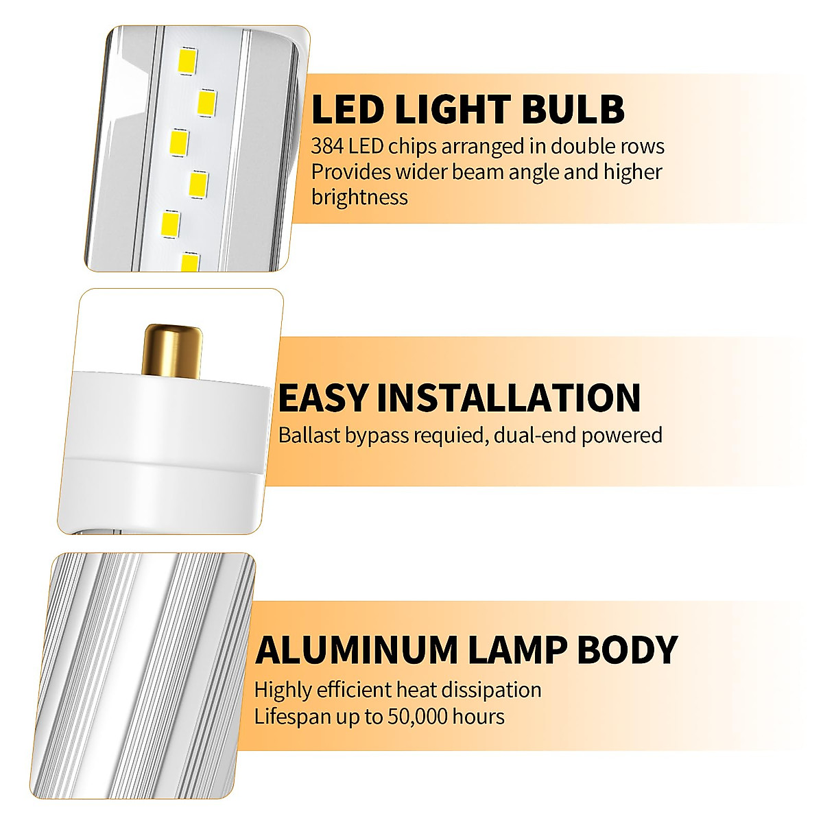 ONLYLUX 8Ft Led Bulbs, 48W 6500lm 5000K(12 Pack), 8 Foot Led Bulbs, T8 T12 Led Replacement Lights, FA8 Single Pin Clear Cover, Replace F96t12 Fluorescent Light Bulb