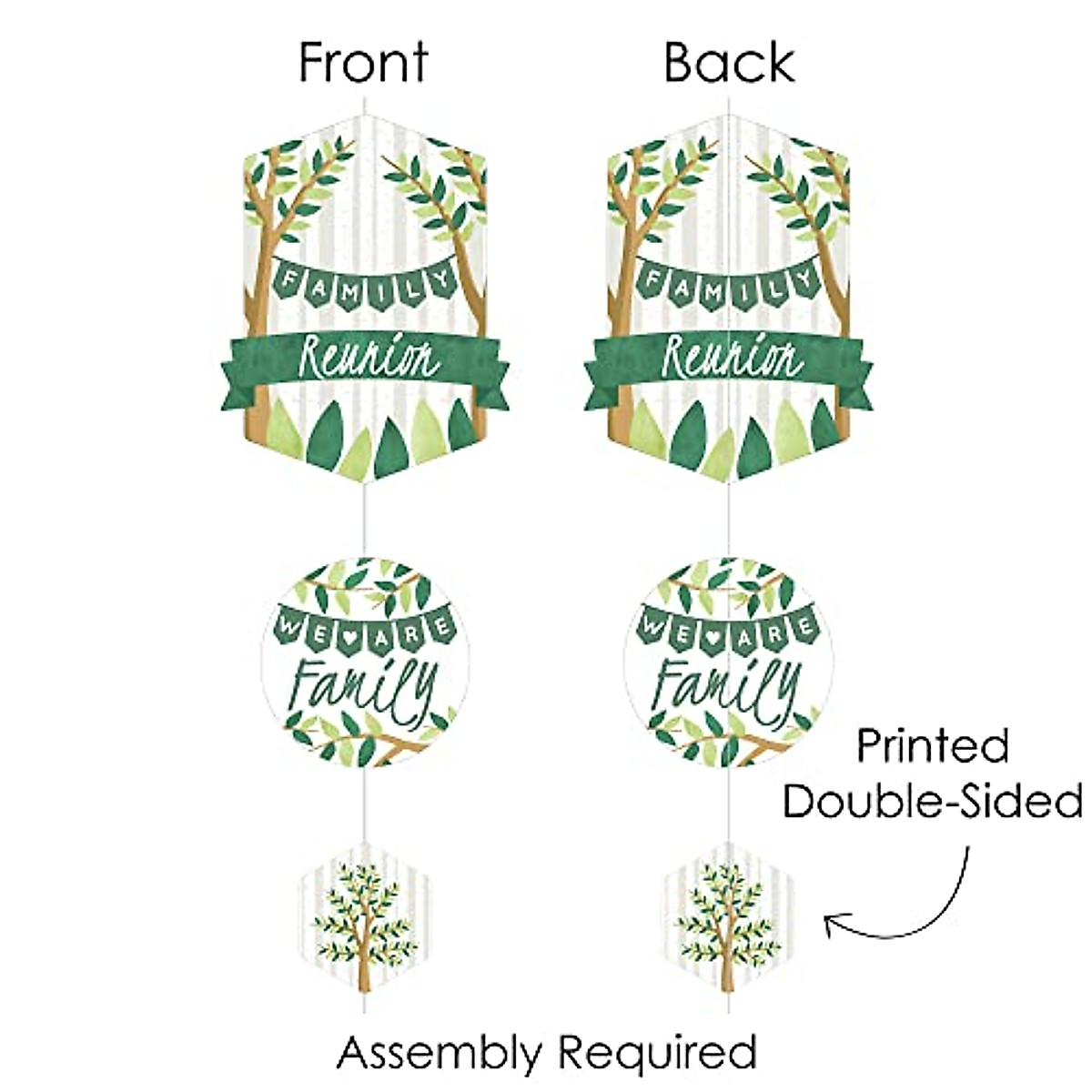Big Dot of Happiness Family Tree Reunion - Family Gathering Party DIY Dangler Backdrop - Hanging Vertical Decorations - 30 Pieces