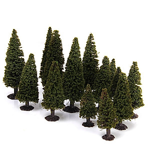 15pcs Green Scenery Landscape Model Cedar Trees with Box