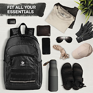 TRAVELLER TRIBES 20L Small Packable Daypack with Rain Cover, Lightweight Backpack for Men Women, Foldable Backpack for Travel, Outdoor, Hiking, Camping (Black)