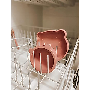 Ullabelle Kids Silicone Animal Suction Plate, Suction Baby Bowl & Baby Spoons for Toddlers (Pink)