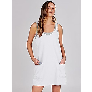 ANRABESS Women 2023 Summer Mini Dress Casual Sleeveless Short Sundress Athletic Workout Dress Build in Shapewear for Tennis Sports Onesie 1125mibai-XL White