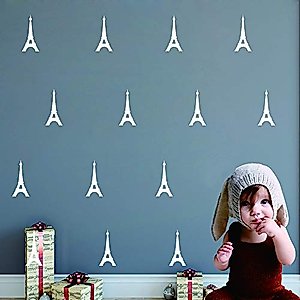 40 Pieces/Pack Eiffel Tower Pattern Wall Sticker Vinyl Home Decoration Art Decor Sticker Kids Nursery Bedroom Boy Room Wall Decor Art Adesivo Decal (White)