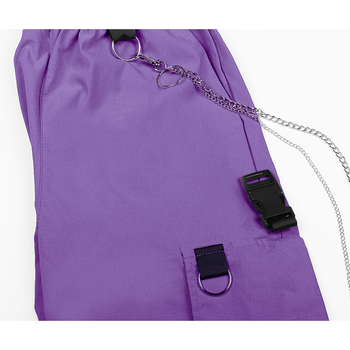 Purple Cargo Pants with Chain Kpop Fashion Gothic Clothes for Women Emo Pants Aesthetic Pants for Teens Cyberpunk Pants