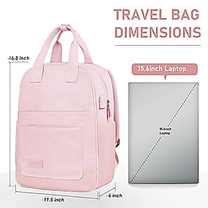 ZOMFELT Casual Laptop Backpack for Women, 15.6 inch Laptop Bag with USB Charging Port, Lightweight College Backpack for School, Daily Backpack Travel Work Backpack for Women, Men, Girls, Pink