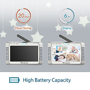 Low EMF 5" HD Auto Noise Reduce Baby Monitor with 2 Cameras.No WiFi Long Range, Split Screen, 2-Way Talk, Lullaby, Auto Night Vision Moonybaby Trust50