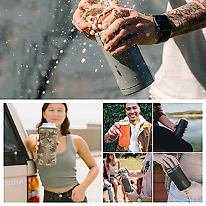 BrüMate Hopsulator Trio 3-in-1 Insulated Can Cooler for 12oz / 16oz Cans + 100% Leak Proof Tumbler with Lid | Insulated for Beer, Soda, and Energy Drinks (Stainless Steel)