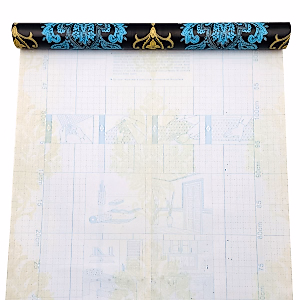 Yifely Yellow Damask Furniture Paper Pre-Pasted Shelf Liner Dresser Drawer Covering Mat 17.7 Inch by 9.8 Feet