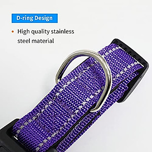 LIEVUIKEN 2 Pieces Reflective Dog Collar with Safety Locking Buckle, Adjustable Soft Breathable Comfortable Nylon Pet Collar for Small, Medium and Large Dogs, 5 Sizes