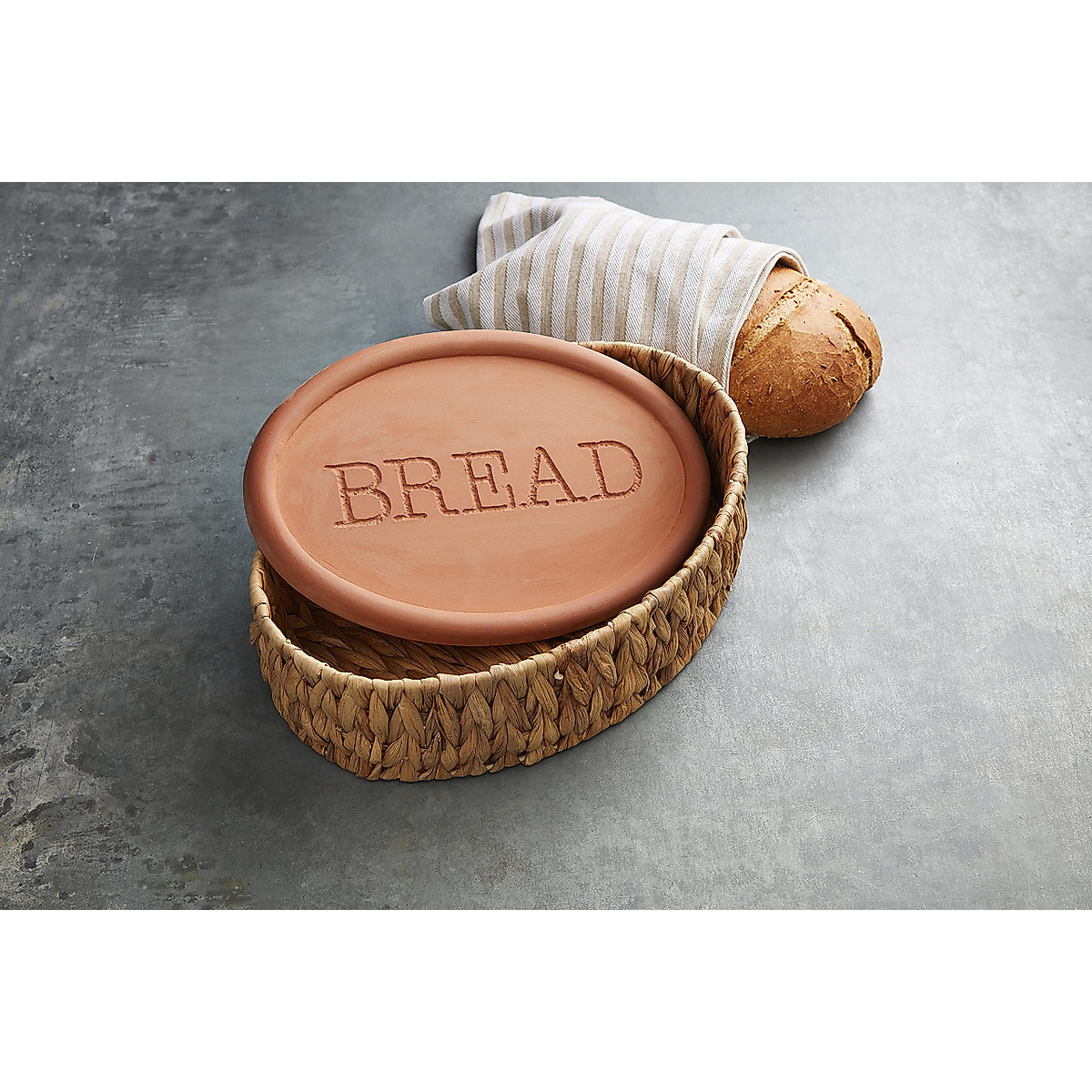 Mud Pie Terracotta Bread Warming Set, Brown, 8 1/2" x 12 1/2"