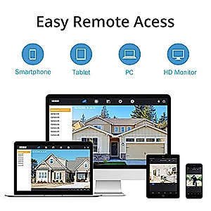 Eversecu 8 Channel Wired Security Camera System 1080P Lite DVR and (8) 2.0MP 1080P Weatherproof Cameras Support Night Vison Weatherproof, Motion Alert, Smartphone, PC Easy Remote Access