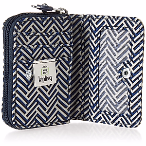Kipling Womens Women's Tops Wallet, Compact, Practical, Nylon Travel Card Holder Small Wallet, Urban Chevron, 3''L x 4''H x 1''D