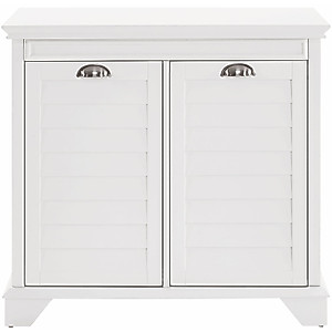 Crosley Furniture Lydia Laundry Hamper with Linen Sorting Bags, Bathroom Storage and Organization, White