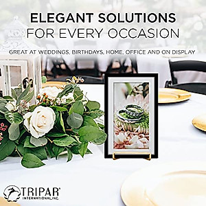 TRIPAR 4 Inch Metal Gold Plated Square Wire Plate Stand Holder Easel Display for Cookbooks, Photos, Picture Frames, & Plates