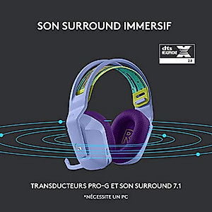 Logitech G733 Lightspeed Wireless Gaming Headset with Suspension Headband, LIGHTSYNC RGB, Blue VO!CE Mic Technology and PRO-G Audio Drivers, Lightweight, 29 Hour Battery Life, 20m Range - Lilac