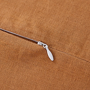 HiEnd Accents Linen Duvet Cover Set 100% French Flax Linen Duvet Covers King, Orange Caramel Solid Color Breathable Durable Cooling Linen Bedding Set with 1 Linen Comforter Cover and 2 Shams