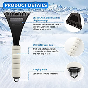 AOGKTON Ice Scrapers for Car Windshield, 2 Pack Snow Brush Scraper for Windows, Frost Snow Ice Removal with Foam Handle for Car Truck SUV, Scratch-Free