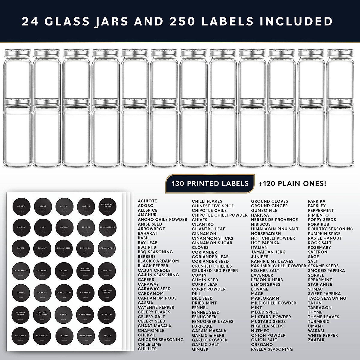 Spice Rack Organizer - Spice Organizer With 24 Jars & 3 Spice Racks - Spices Organizer, Seasoning Rack, Kitchen Spice Organizer, Spice Holder - Spice Jars And Rack, Spice Rack Organizer For Countertop