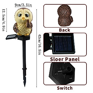 2 Pack Garden Solar Lights Cartoon Cute Small Baby Owls Decor, LED Solar Outdoor Garden Lights, Solar Landscape Pathway Outdoor Lights for Garden, Patio, Lawn Pathway,Walkway, Yard,Great