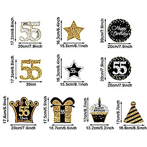 55th Birthday Party Decorations Hanging Swirls Ceiling Decorations Cards Cutouts 55th Birthday Party Shiny Foil Swirls Decorations for 55 Years Old Birthday Ornaments Party Supplies