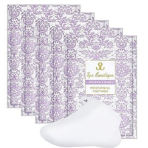 Foot Mask - 5 Pairs Lavender & Honey Foot Spa for Rough Dry Cracked Feet Reduce Dead Skin, Moisturizing Socks for Baby Foot, Relaxing Soft Feet Treatment for Women & Men, Foot Care Christmas Gifts
